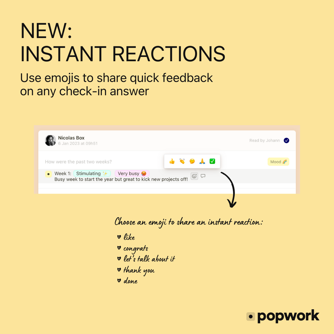 New: quick reactions, feedback and Microsoft login | Popwork