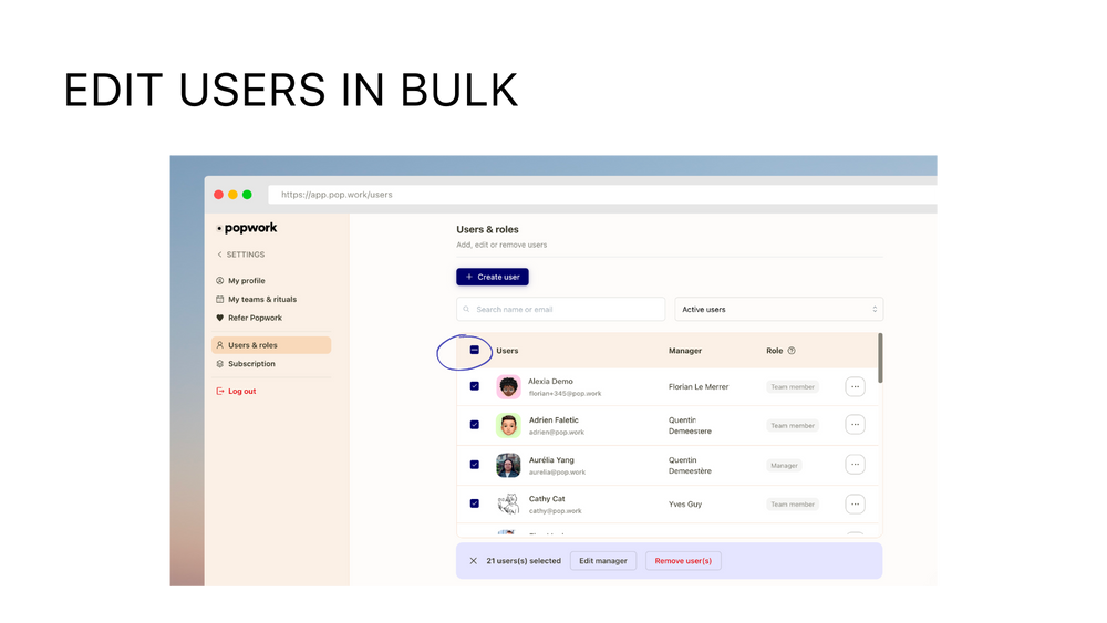 User management for Popwork Admin users | Popwork