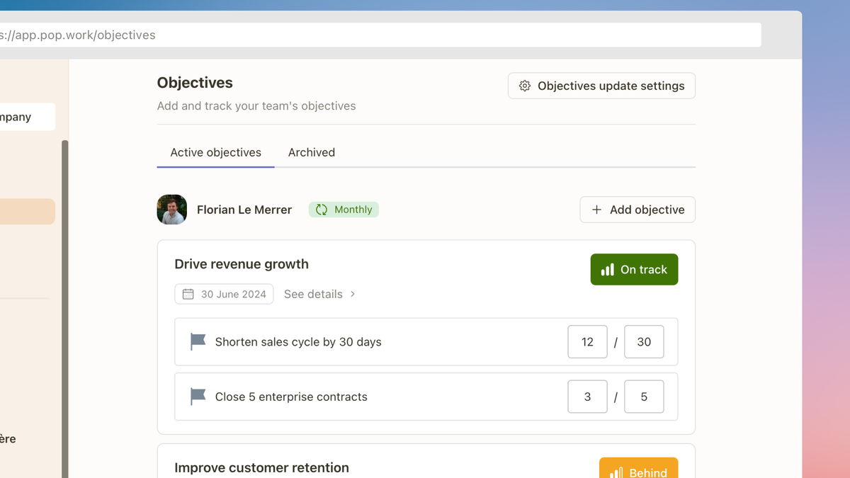 Track objectives with key results | Product updates